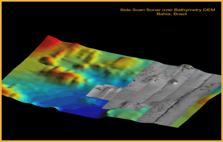 3D DEM Map Side Scan Sonar Bahia, Brazil | Satellite Imaging Corp