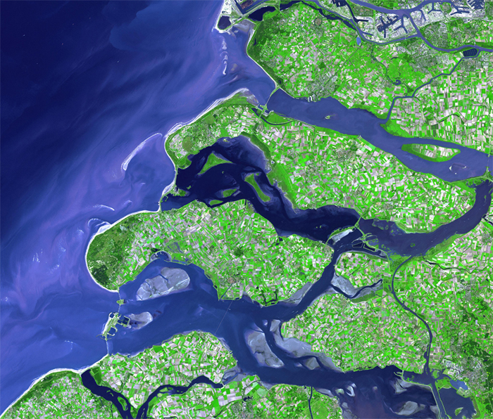ASTER Satellite Image of Dikes in the Netherlands | Satellite Imaging Corp