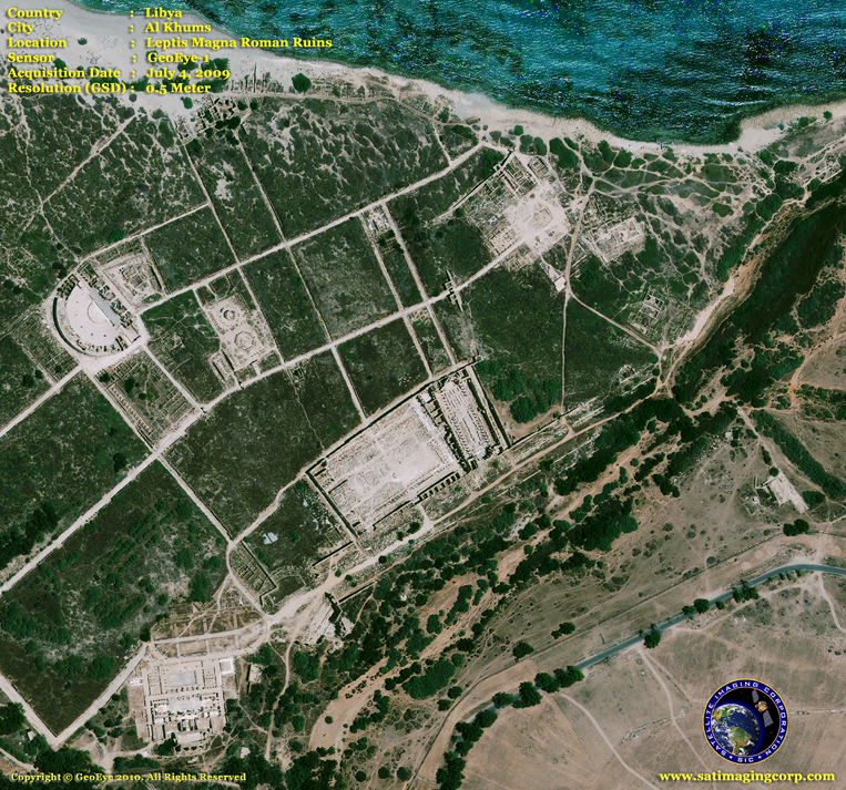 GeoEye-1 Satellite Image Ruins of Leptis Magna | Satellite Imaging Corp
