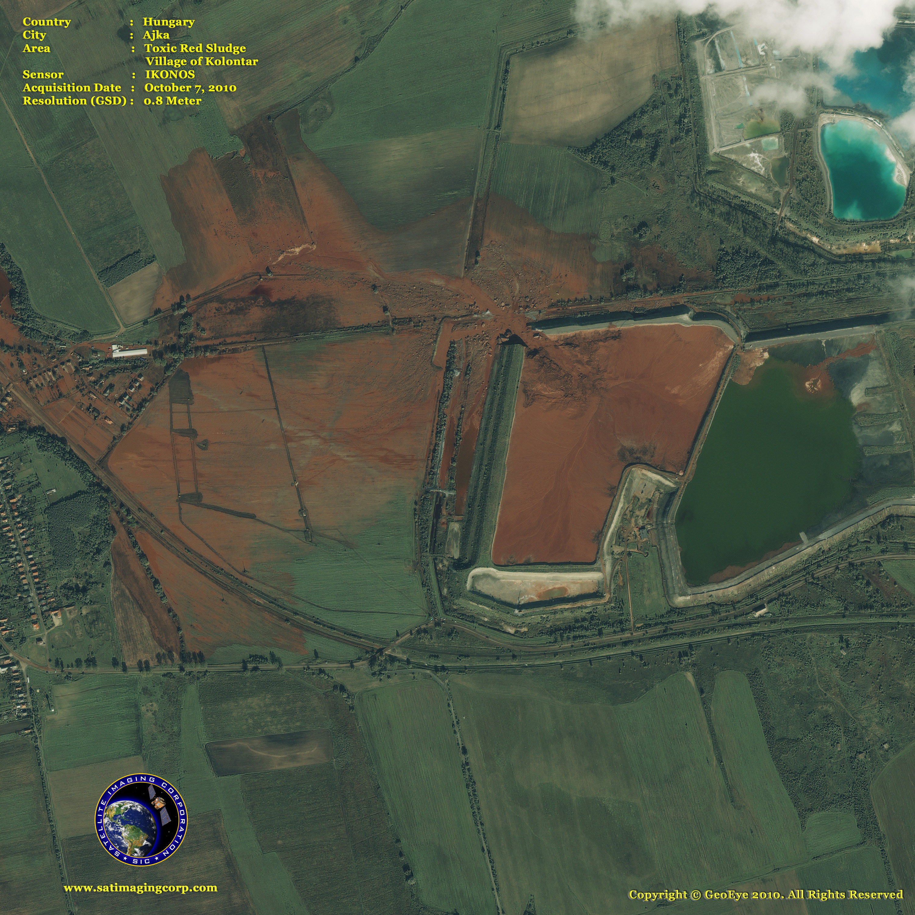 IKONOS Image Toxic Red Sludge, Hungary | Satellite Imaging Corp