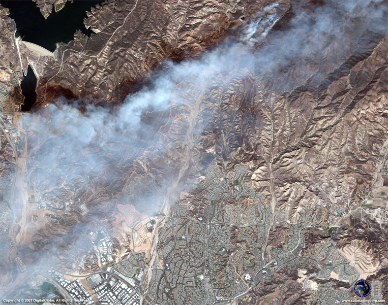 QuickBird Satellite Image of Fires in Los Angeles | Satellite Imaging Corp