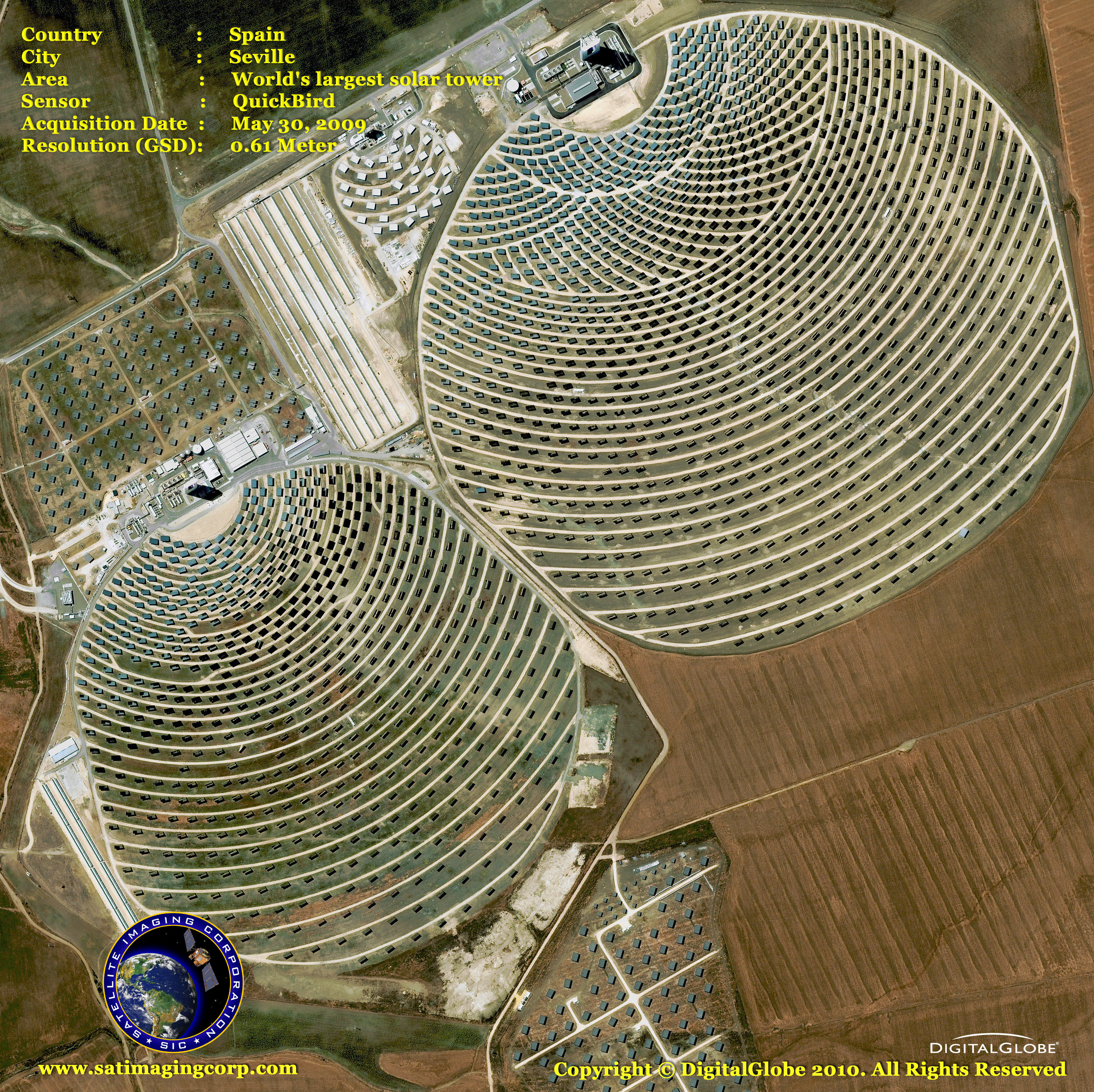 QuickBird Image Largest Solar Tower | Satellite Imaging Corp