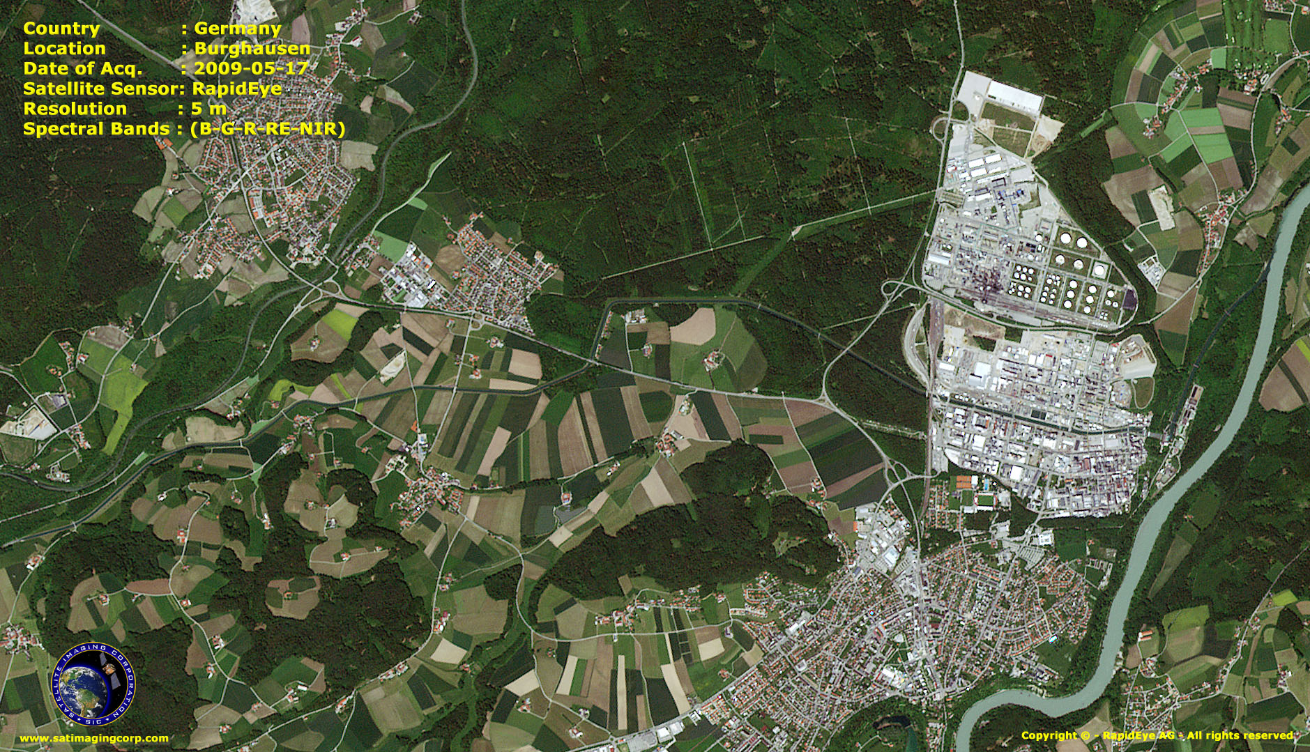 RapidEye Satellite Image of Burghausen, Germany | Satellite Imaging Corp