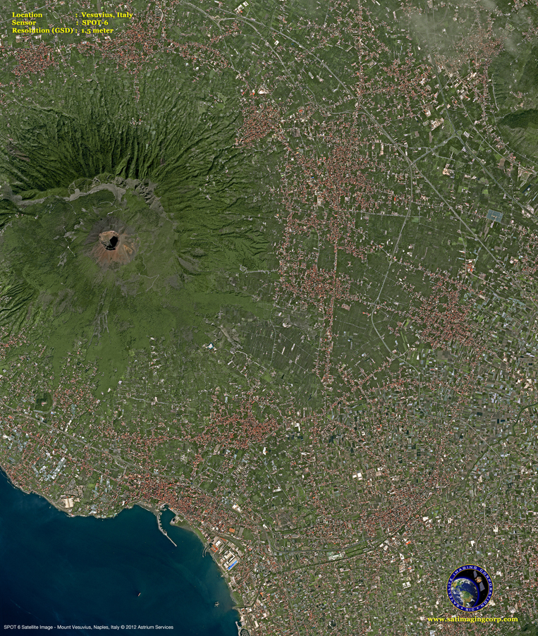 SPOT-6 Satellite Image of Mount Vesuvius | Satellite Imaging Corp