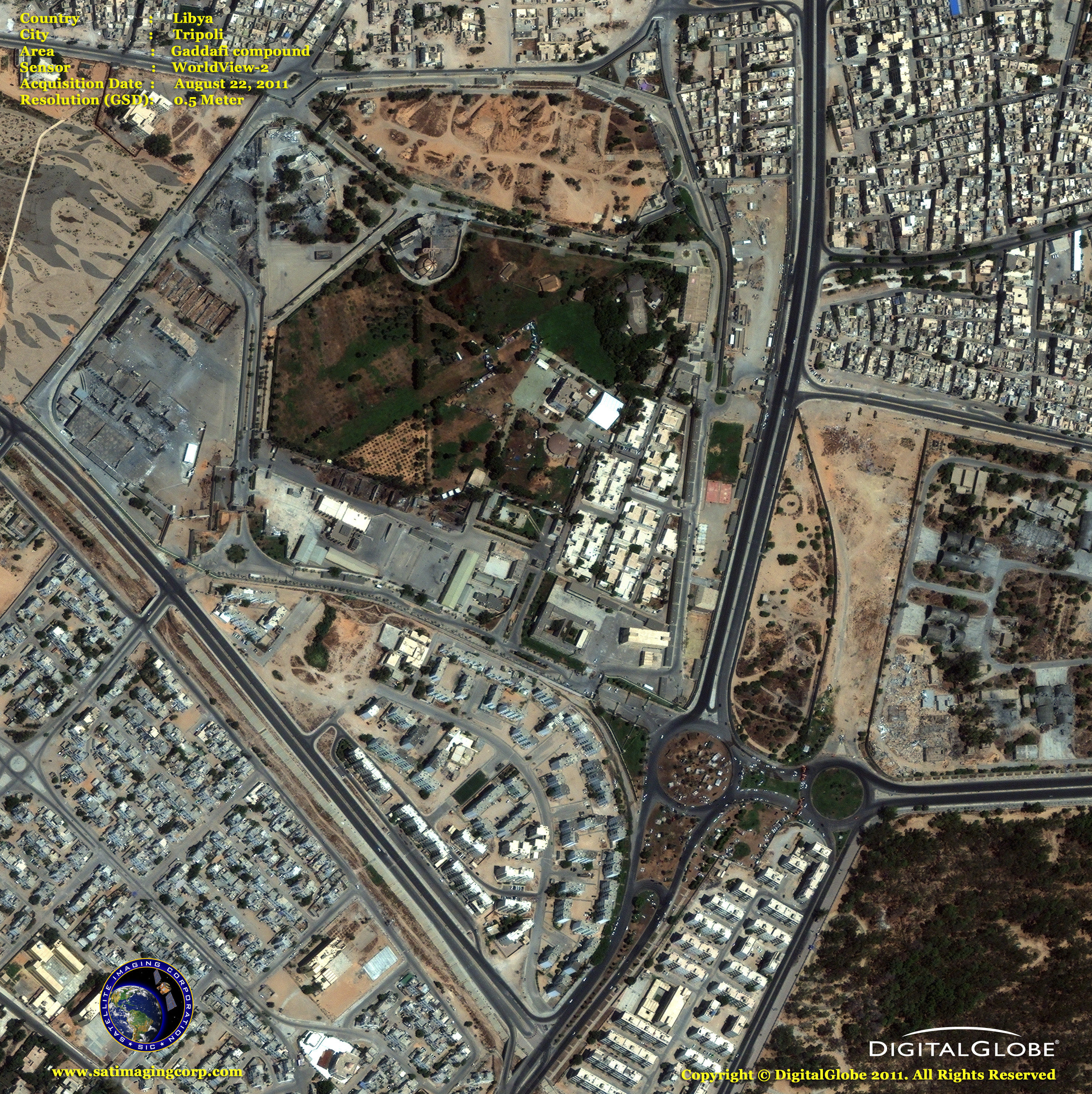 WorldView-2 Satellite Image Gaddafi's Compound | Satellite Imaging Corp